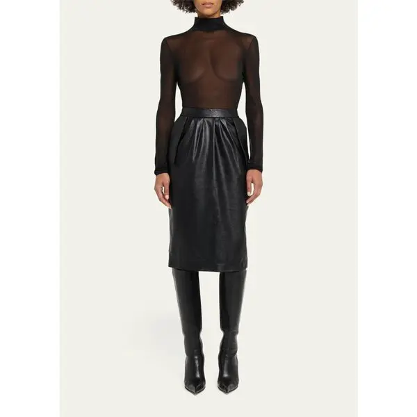 Stella McCartney Vegan Leather Gathered Midi Pencil Skirt