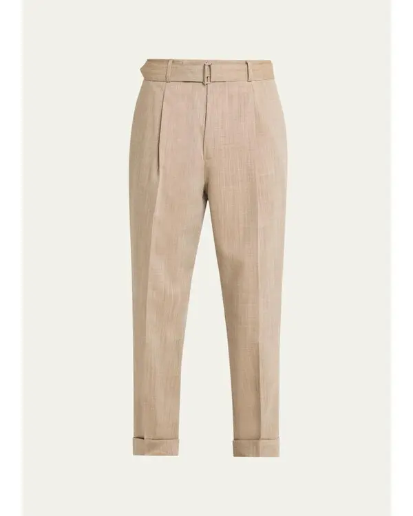 Officine Générale Hugo Heathered Wool Belted Trousers