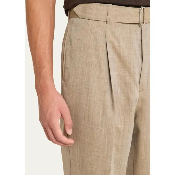 Officine Générale Hugo Heathered Wool Belted Trousers