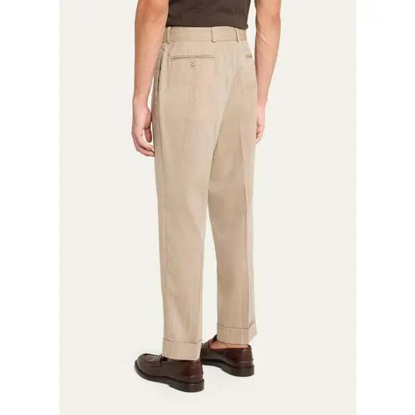 Officine Générale Hugo Heathered Wool Belted Trousers