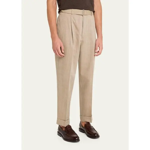Officine Générale Hugo Heathered Wool Belted Trousers