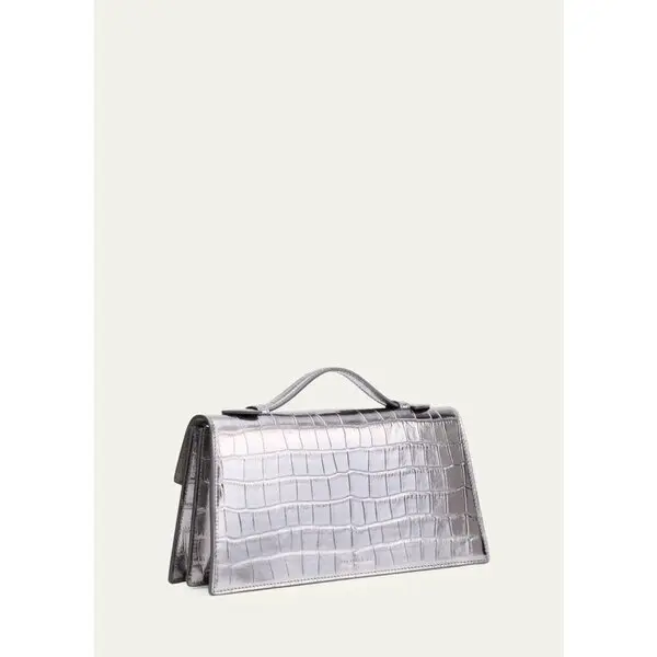 Alexander McQueen Skull Metallic Croc-embossed Leather Top-handle Bag
