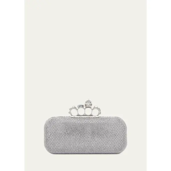 Alexander McQueen Punk Four Ring Rhinestone Leather Clutch Bag