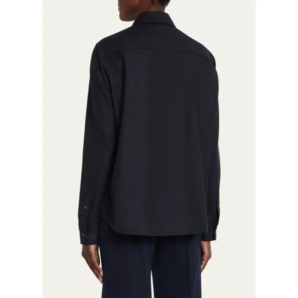 Lafayette 148 New York Brushed Wool Button-front Shirt