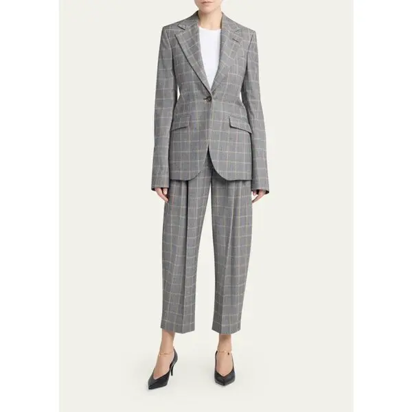 Stella McCartney Check Tapered Barrel-leg Crop Trousers