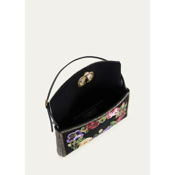 Valentino Garavani Floral Beaded Shoulder Bag