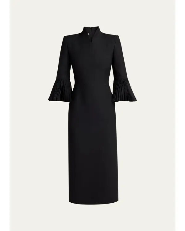 Valentino Garavani Embellished High-collar Midi Dress - Black