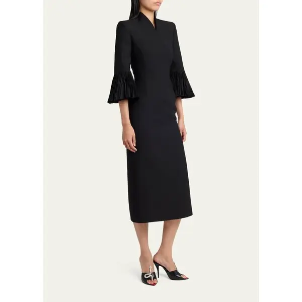 Valentino Garavani Embellished High-collar Midi Dress