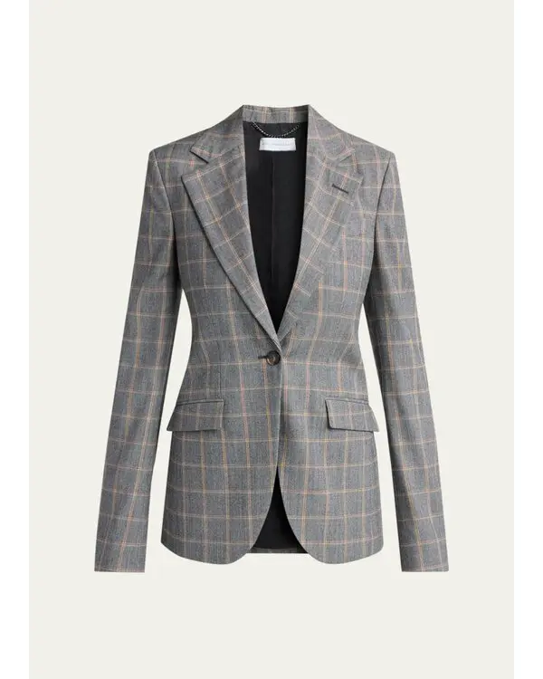 Stella McCartney Slim Checked Single-breasted Blazer Jacket