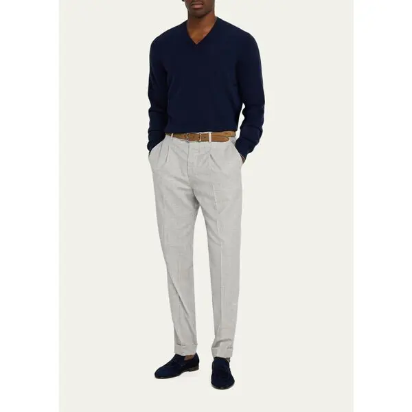 Brunello Cucinelli Cashmere Classic Fit V-neck Sweater - Navy
