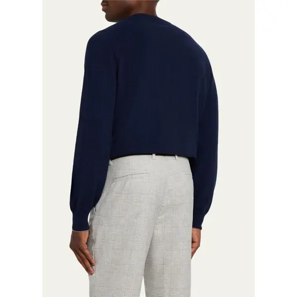 Brunello Cucinelli Cashmere Classic Fit V-neck Sweater - Navy
