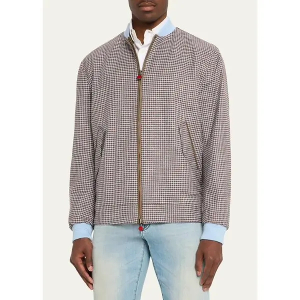 Kiton Houndstooth Check Wool And Silk Blouson