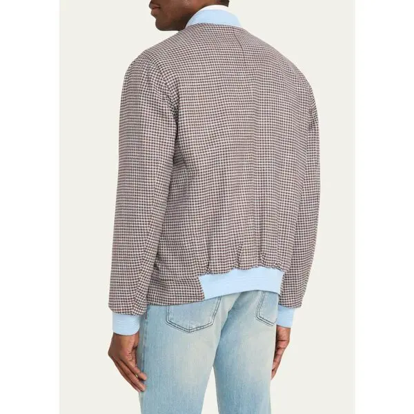 Kiton Houndstooth Check Wool And Silk Blouson