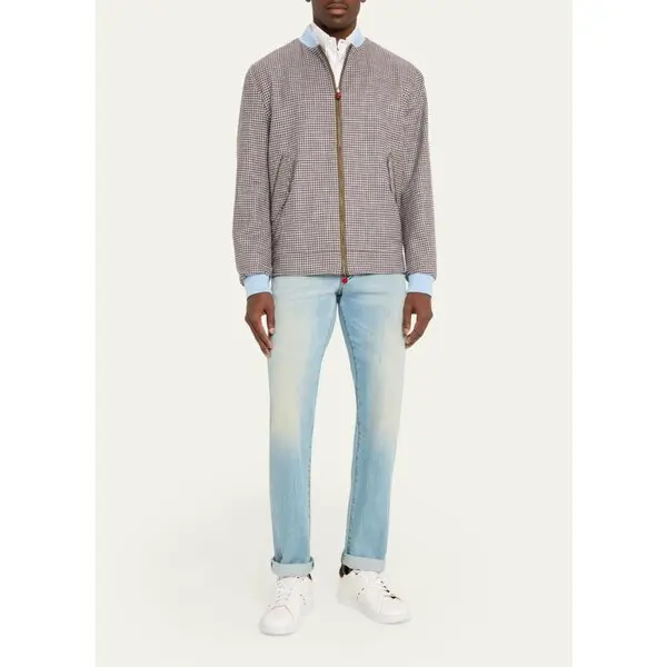 Kiton Houndstooth Check Wool And Silk Blouson