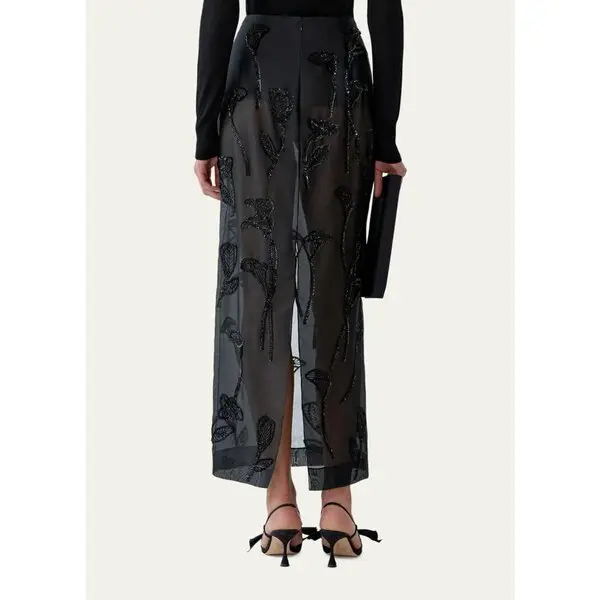 Carolina Herrera Embellished Silk Maxi Skirt