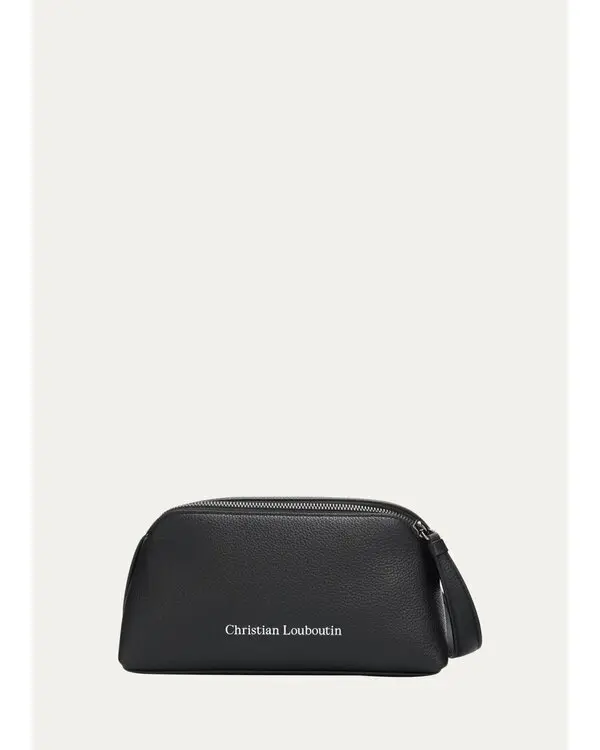 CHRISTIAN LOUBOUTIN Nostalgic Zip Pouch In Grained Leather - Black