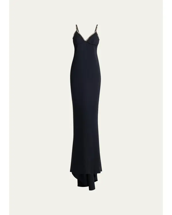 Stella McCartney Embellished V-neck Trumpet Gown