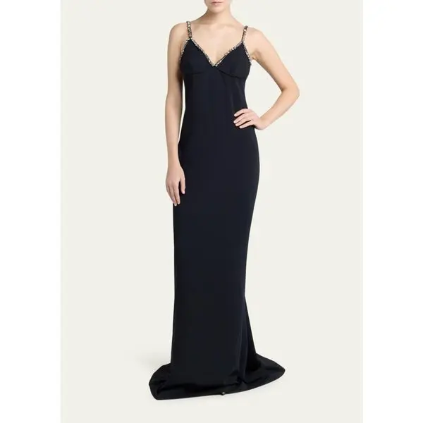 Stella McCartney Embellished V-neck Trumpet Gown