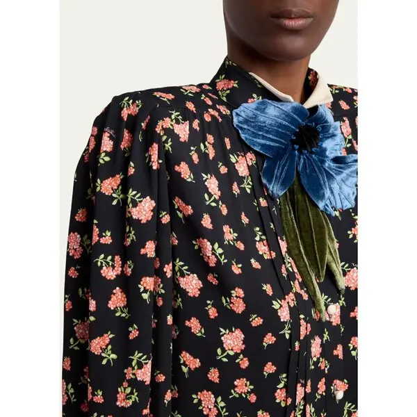 Valentino Garavani Embellished Floral-print Shirt - Black Multi