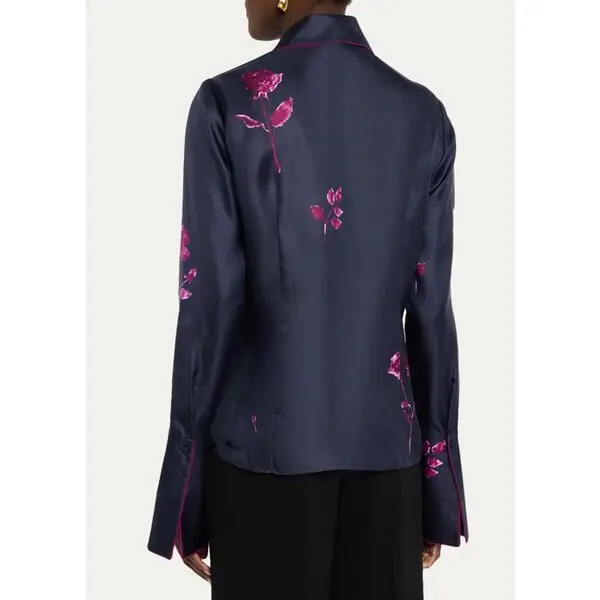 Lafayette 148 New York Floral-print Silk Twill Blouse