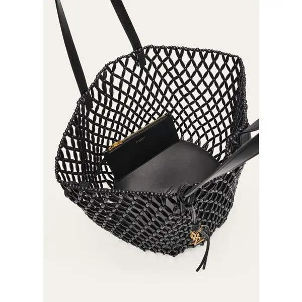 Saint Laurent Panier Medium Beaded Tote Bag - Nero