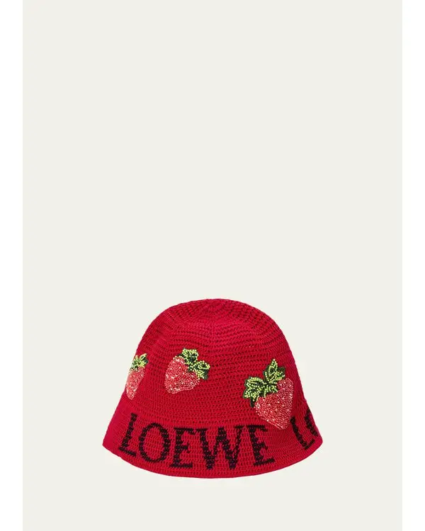 Loewe Strawberry Bucket Hat In Cotton - Red