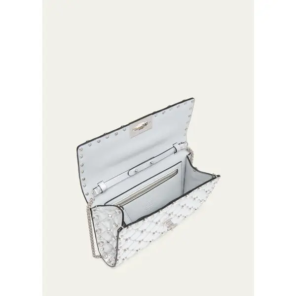 Valentino Garavani Quilted Metallic Leather Rockstud & Rhinestone Shoulder Bag