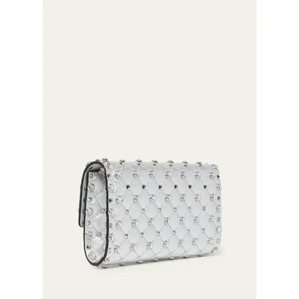 Valentino Garavani Quilted Metallic Leather Rockstud & Rhinestone Shoulder Bag