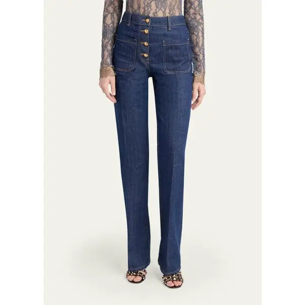 Valentino Garavani Button-front Straight-leg Jeans