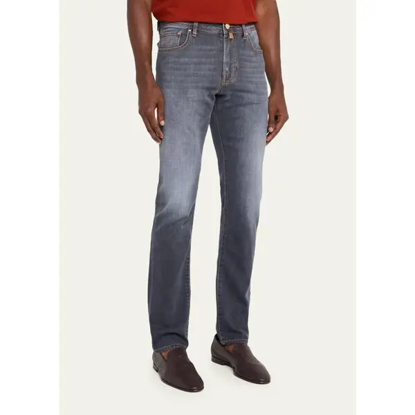 JACOB COHЁN Slim Straight-leg Washed Black Denim Jeans