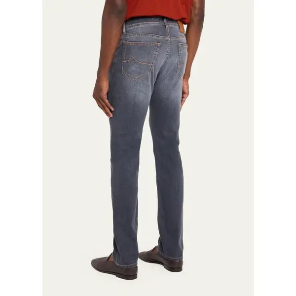 JACOB COHЁN Slim Straight-leg Washed Black Denim Jeans