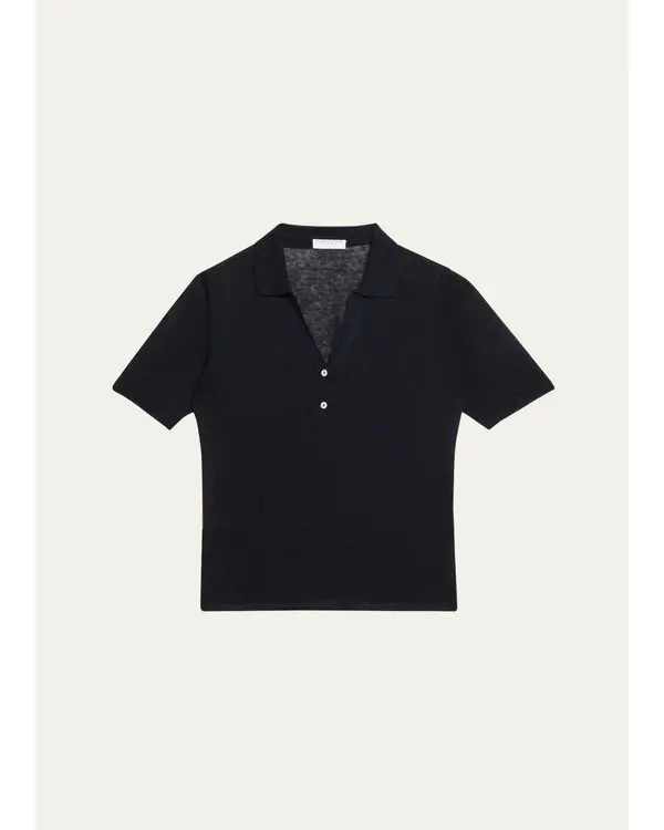 Majestic Filatures Semi-sheer Knit Polo Shirt - Blue