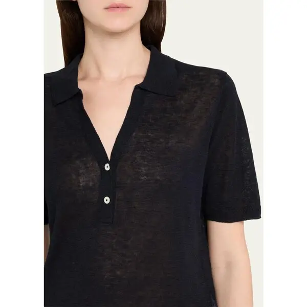 Majestic Filatures Semi-sheer Knit Polo Shirt