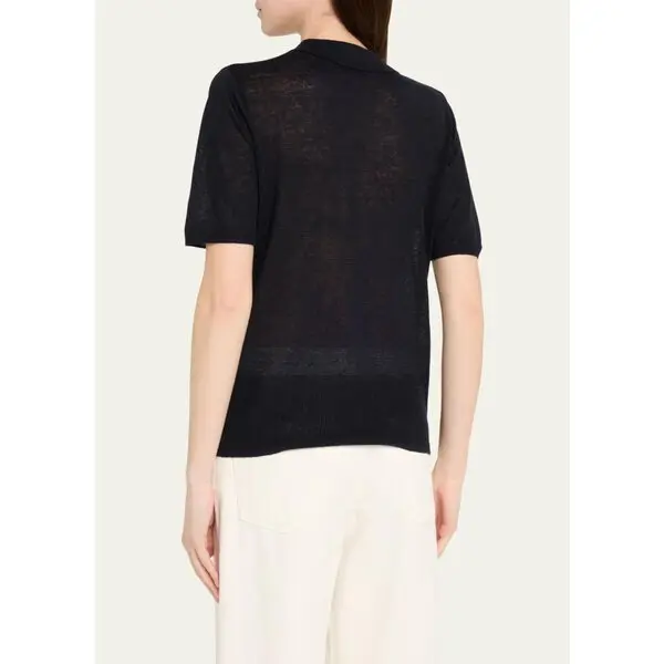 Majestic Filatures Semi-sheer Knit Polo Shirt
