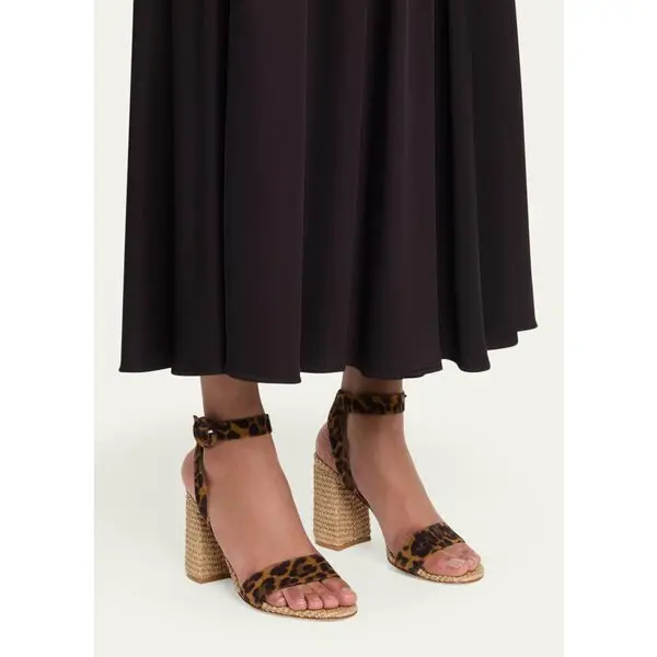 GIANVITO ROSSI 85mm -printed Suede And Raffia Sandals
