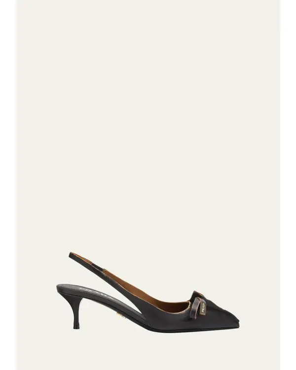 Prada 55mm Brushed Leather Slingback Pumps - Cuoio