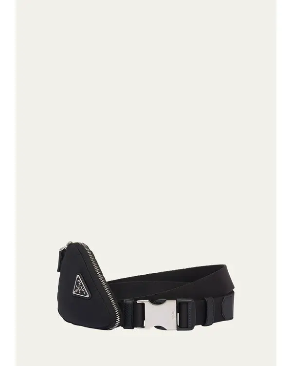 Prada Nastro Nylon Belt W/ Zip Pouch - Nero