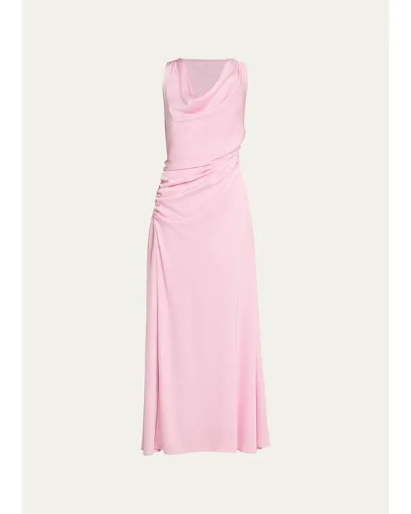 Simkhai Elinne Draped Off-shoulder Column Gown - Bubblegum