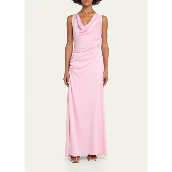 Simkhai Elinne Draped Off-shoulder Column Gown - Bubblegum