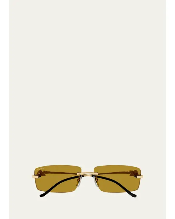 Cartier Rimless Metal Rectangle Sunglasses - Yellow Gold