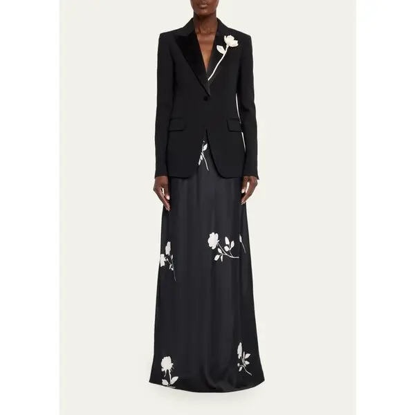 Lafayette 148 New York Floral Applique Peak-lapel Blazer