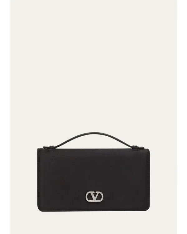 Valentino Garavani Crystal Vlogo Satin Top-handle Bag - Nero