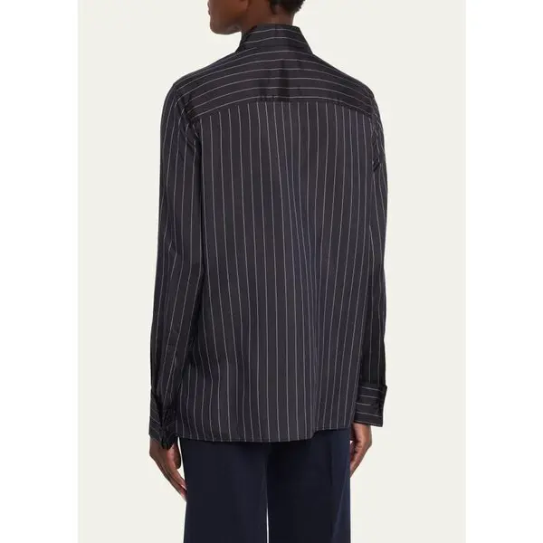 Lafayette 148 New York Pinstripe Button-front Blouse