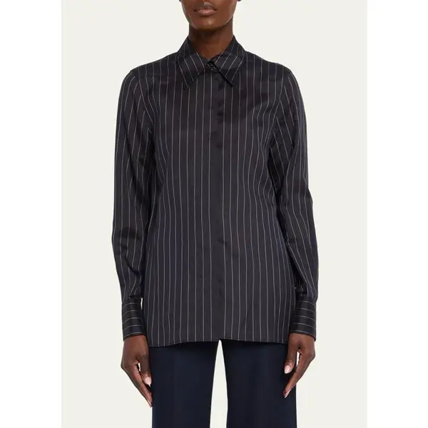 Lafayette 148 New York Pinstripe Button-front Blouse