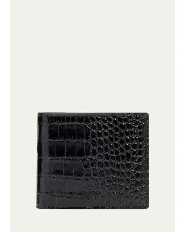 TOM FORD Exotic Line Croc-effect Bifold Wallet - Black
