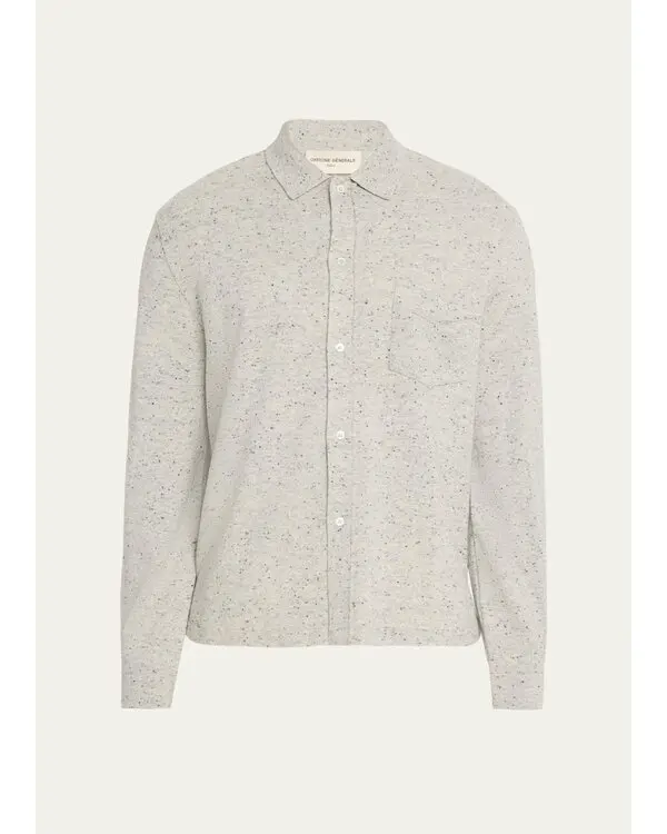 Officine Générale Wool/cashmere Melange Knit Long-sleeve Shirt