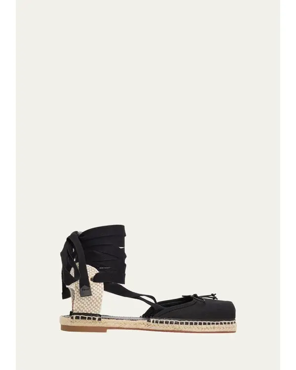 CHRISTIAN LOUBOUTIN Cassiadrilla Canvas Lace-up Espadrilles - Black