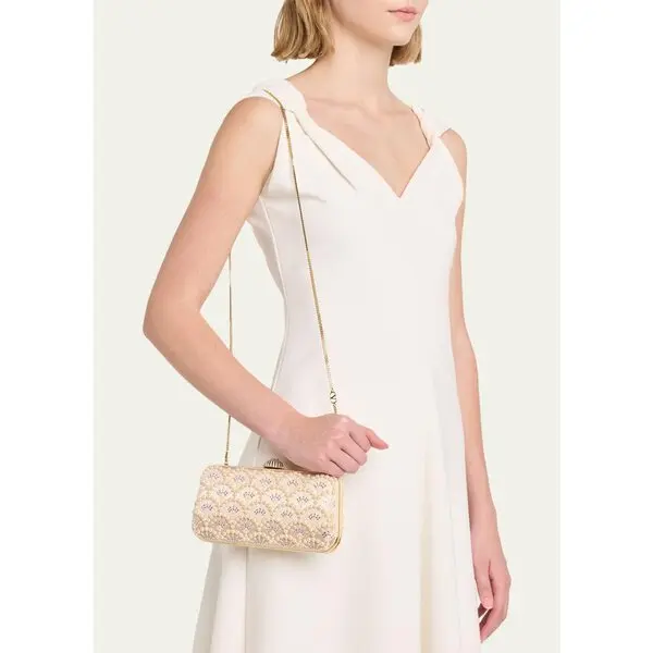 Valentino Garavani Carry Secrets Rhinestone & Pearly Stud Satin Clutch Bag