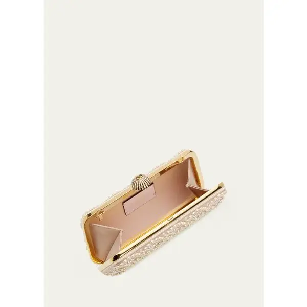 Valentino Garavani Carry Secrets Rhinestone & Pearly Stud Satin Clutch Bag