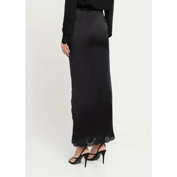 Valentino Garavani Lace-trim Silk Satin Maxi Slit Skirt